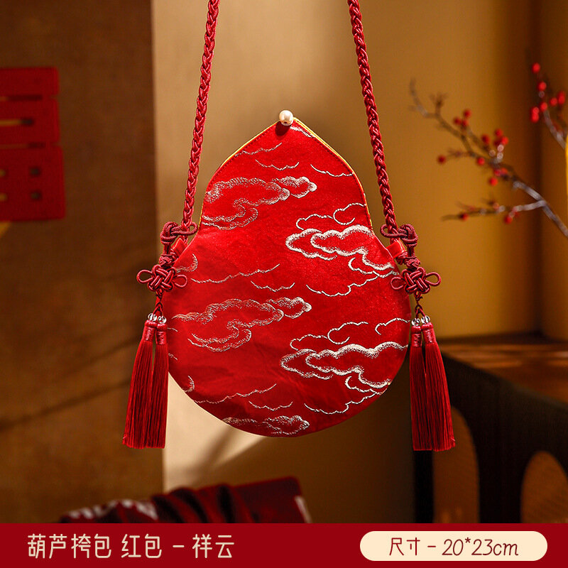 2026 Новогодние тканевые красные конверты, креативные кроссбоди, красные пакеты, год лошади, новогодние детские красные конверты