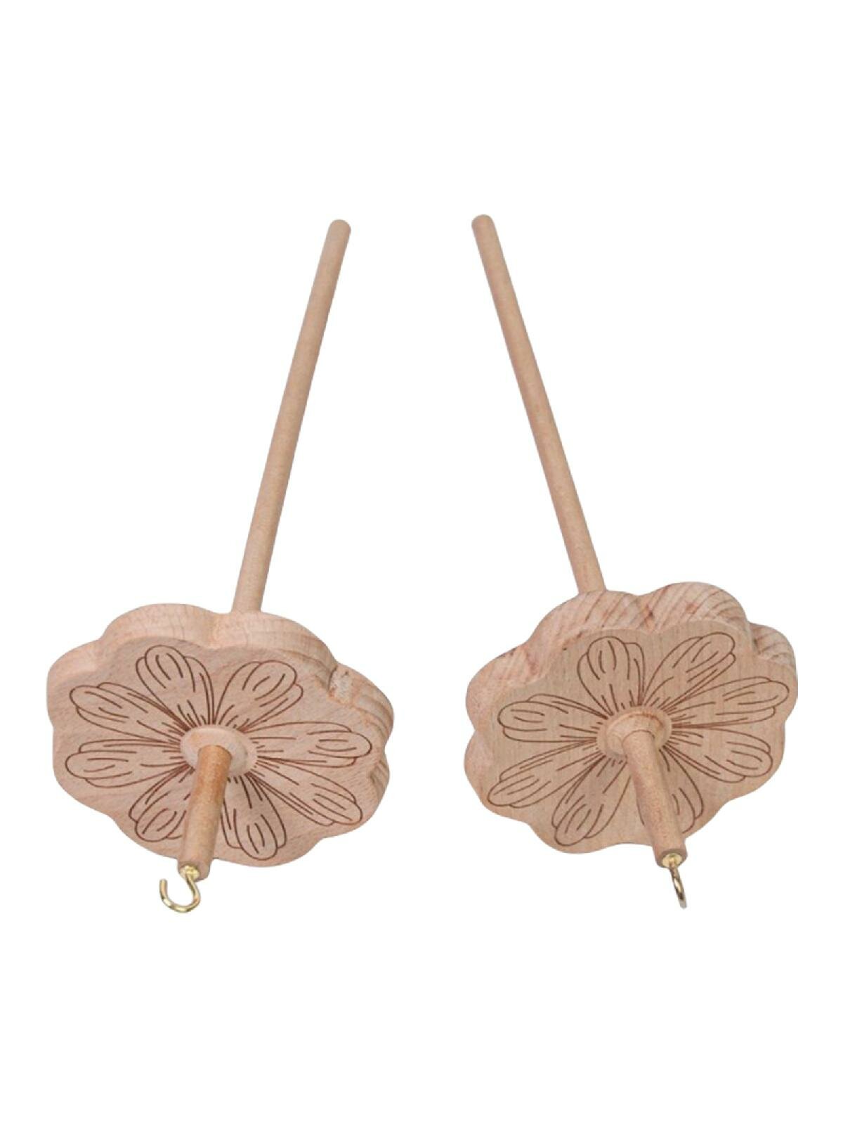 2шт Веретено для плетения из дерева с завитком Прядильный инструмент для пряжи