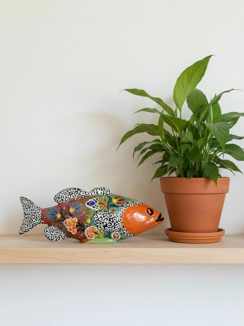 Статуэтка интерьерная "Рыба" керамика ручная работа