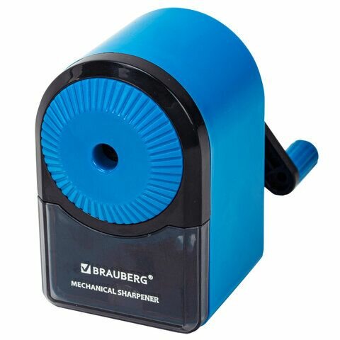 2 шт. Точилка механическая BRAUBERG ULTRA для чернографитных и цветных карандашей, крепление к столу, цвет корпуса голубой с черным, 271342