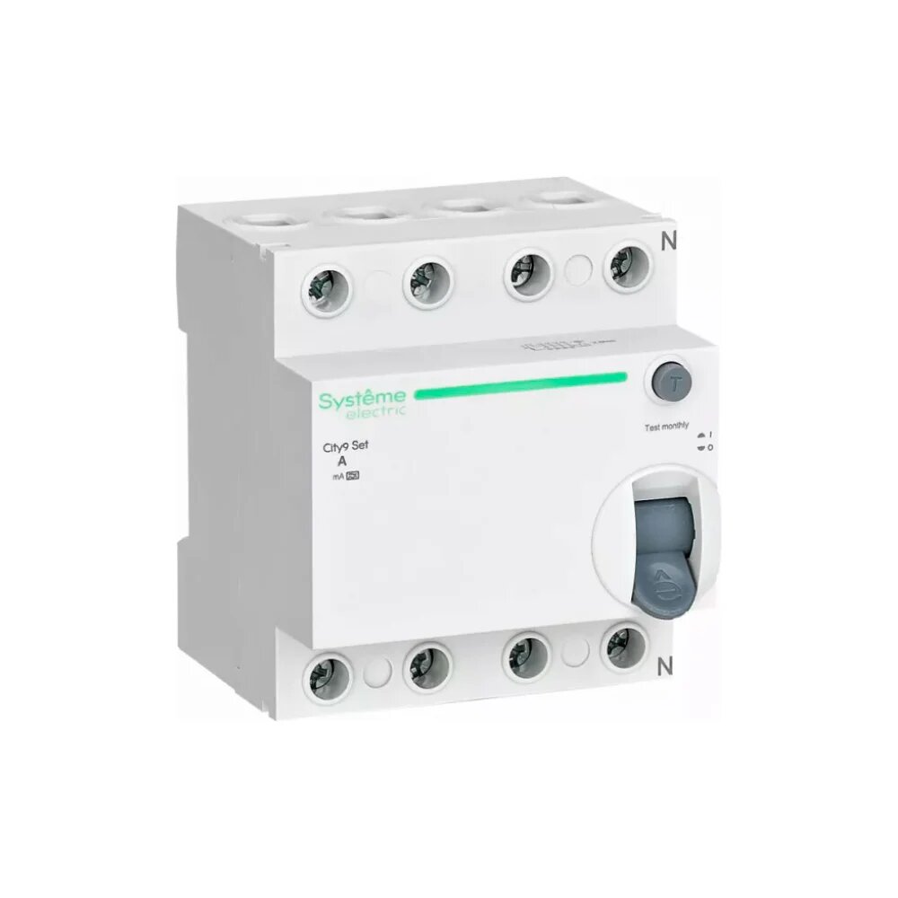 Выключатель дифференциального тока Systeme Electric селективный City9 Set ВДТ 40А, 4P, 100мА, A-S, 400В C9R76440
