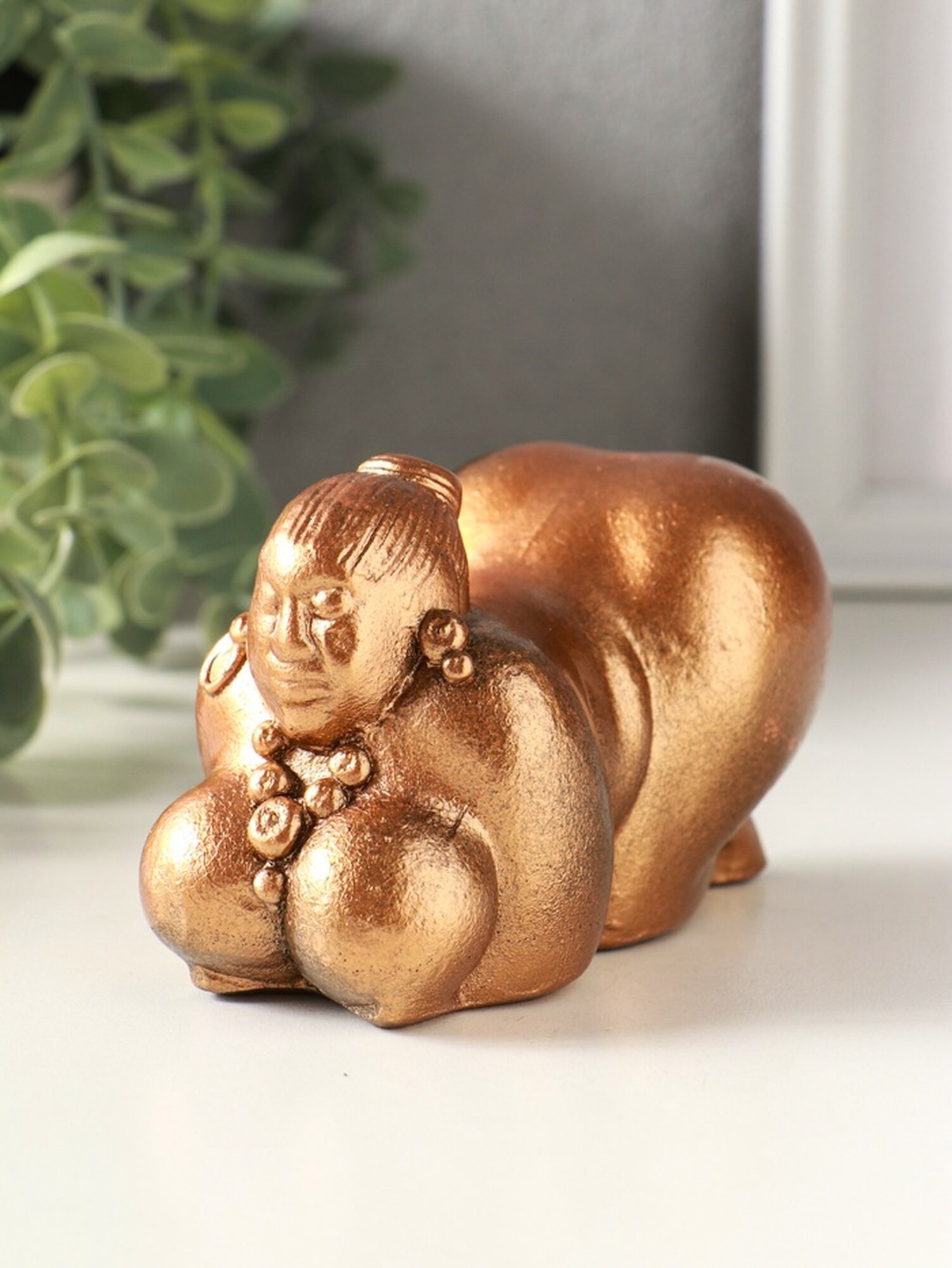 Статуэтка Сима-ленд "Богиня плодородия", гипс, старая бронза, 7x10x6 см