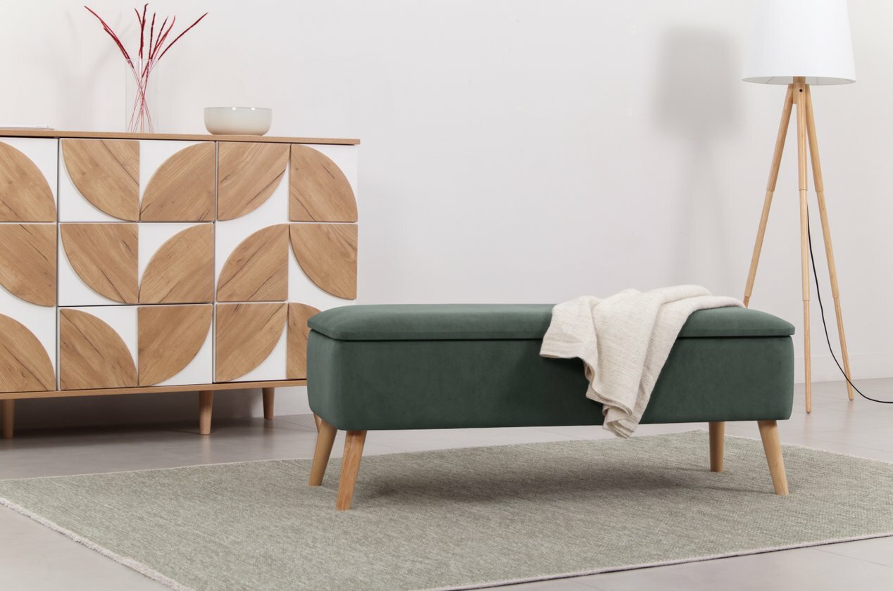 Банкетка в прихожую с сиденьем Divan.ru Вайли Velvet Olive, 112х43х44 см, искусственный велюр, зеленая