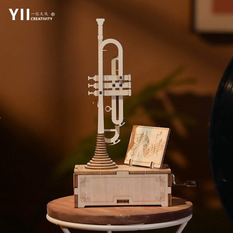 Деревянная головоломка, музыкальная шкатулка в виде гитары, ручная сборка, 3D-пазл, музыкальная шкатулка с ручным приводом, украшение, образовательная игрушка