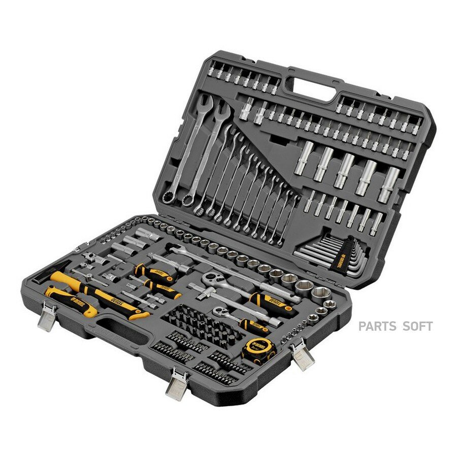 Набор инструментов, 1/2, 1/4, CrV, S2, пластиковый кейс, 194 предмета от официального дистрибьютора, DENZEL, артикул 15806