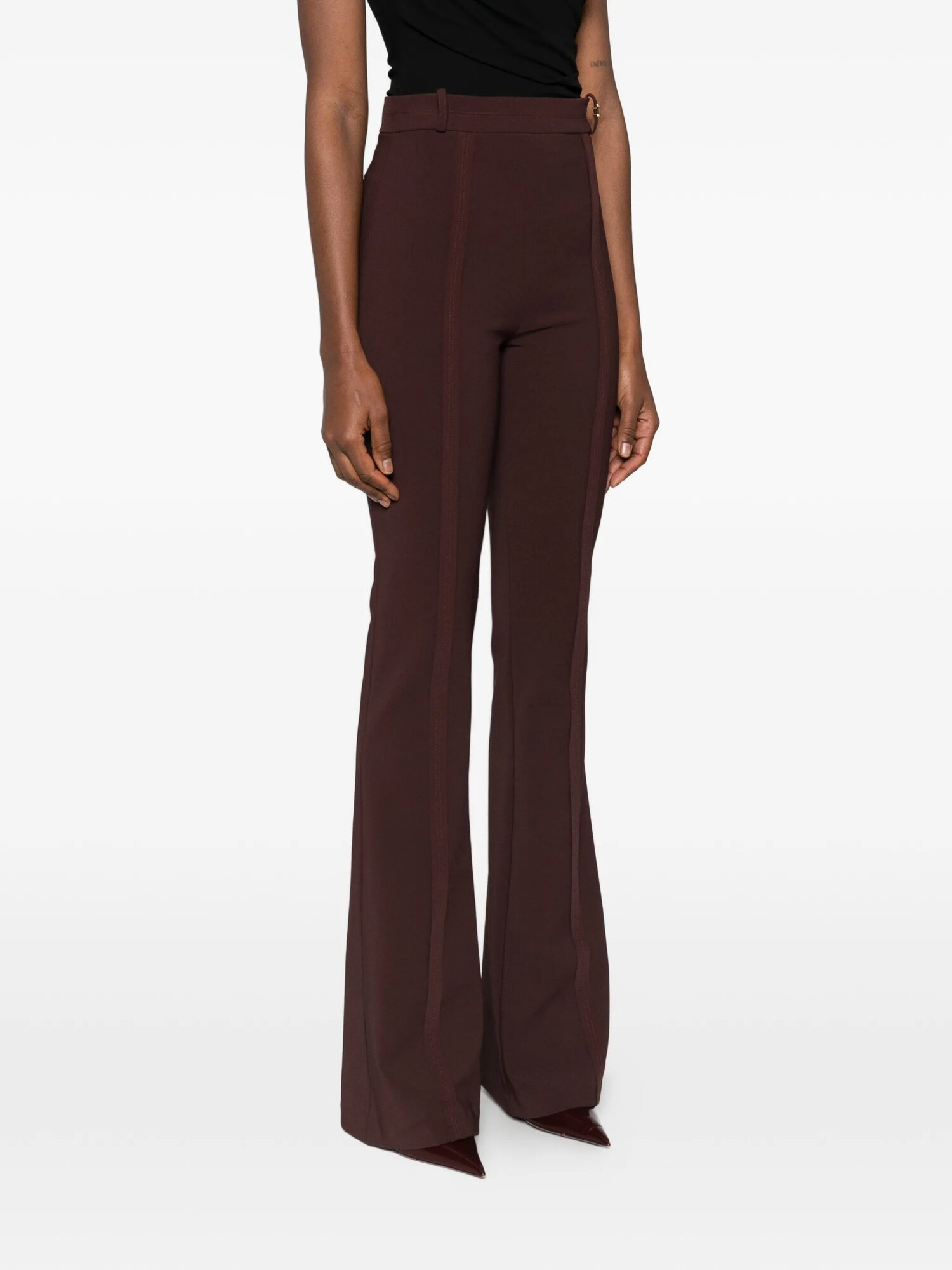 Брюки клеш Elisabetta Franchi Crepe flared trousers, размер 42 — фото 1