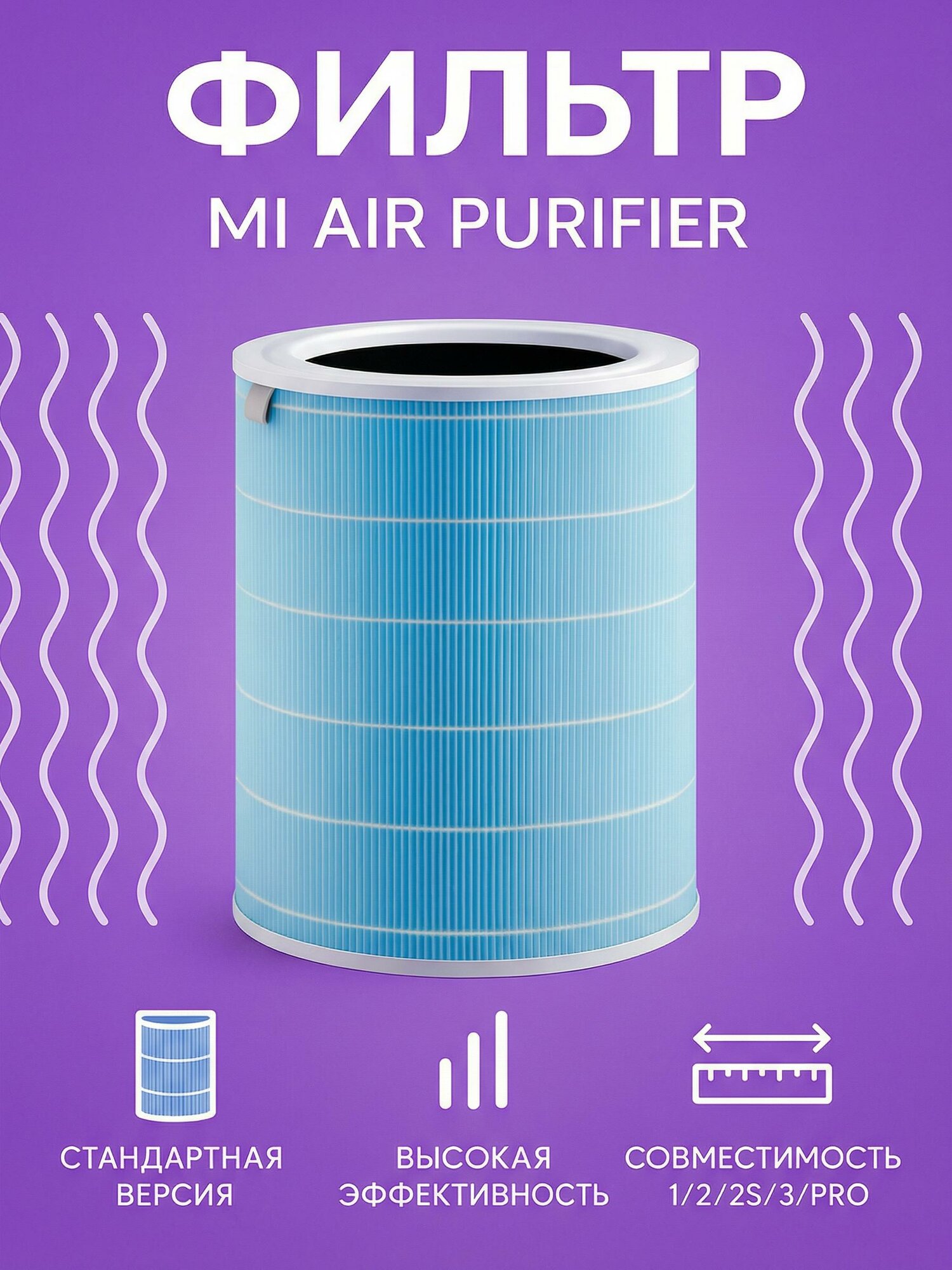 BEHEART Фильтр для очистителя воздуха MI Air Purifier 1/2/2S/3/Pro Стандартная версия Blue