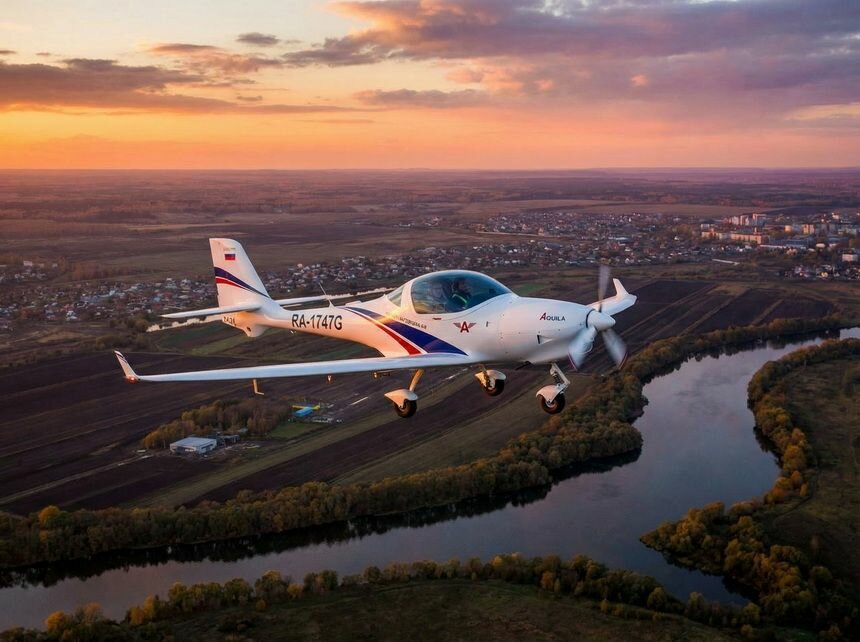 Подарочный сертификат «Полет на закате на самолете Aquila A210» (20 минут, 1 человек)
