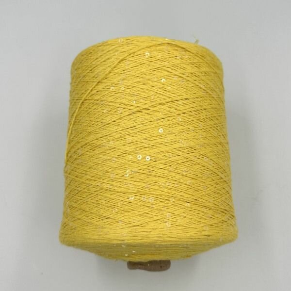 Пряжа Пайетки 3мм на хлопке (раффинато) 032 желтые с прозрачными пайетками т6ж (200г/1500м)