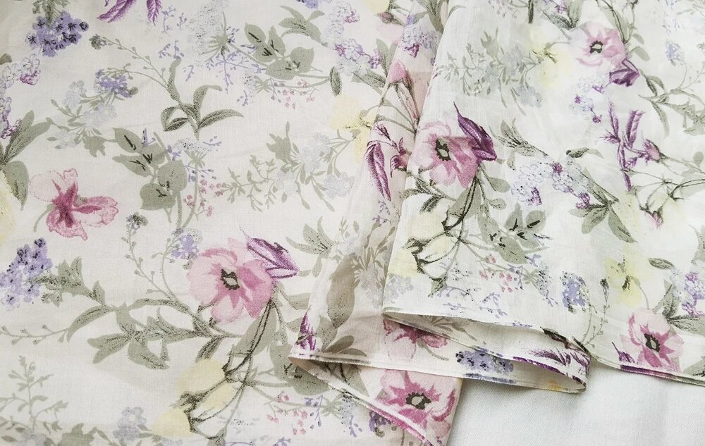 FABRIC SHIPPER Ретро шелк/хлопок ткань с цветочным принтом 2Meters X 1.35Meter, color 2 silk cotton