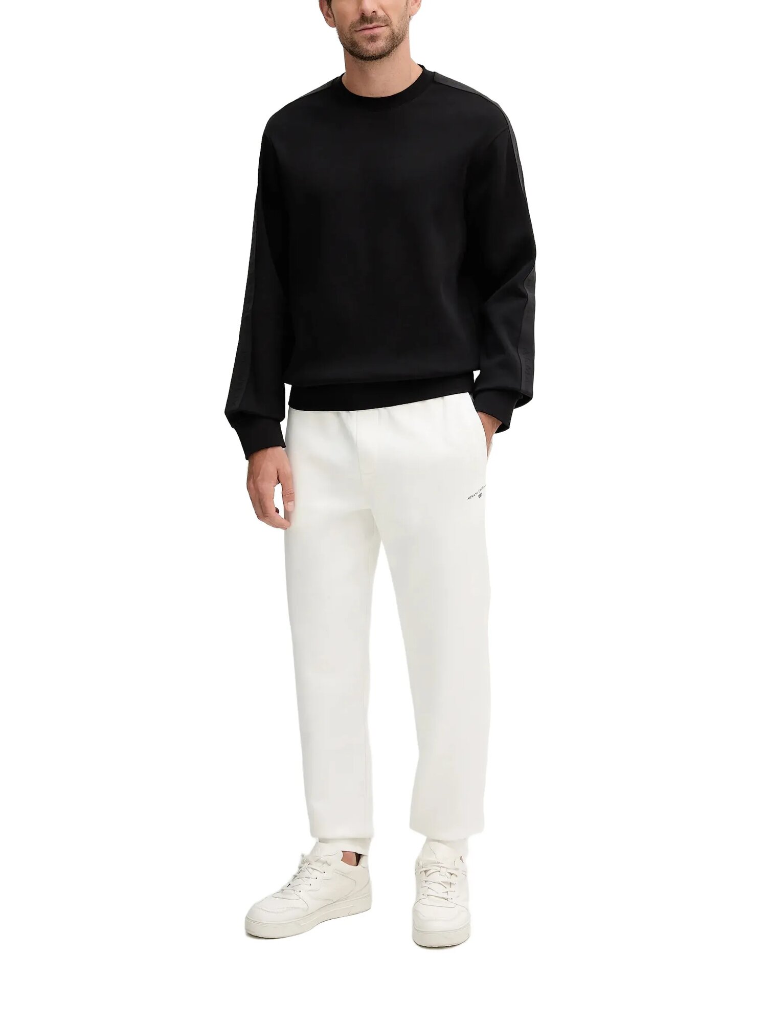 Брюки Armani Exchange Logo-detail track pants, размер 52, бежевый/белый — фото 1