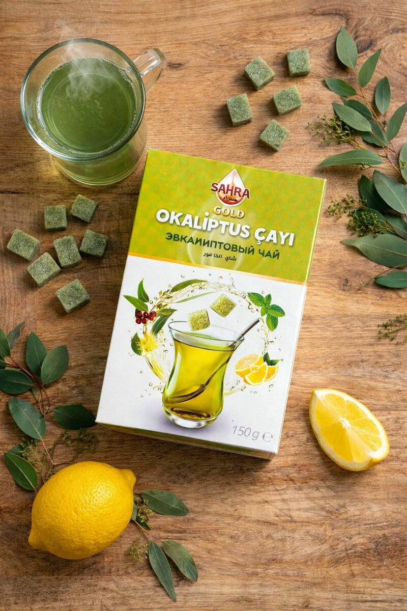 Чай натуральный Турецкий c эвкалиптом SAHRA-GOLD 150гр в кубиках