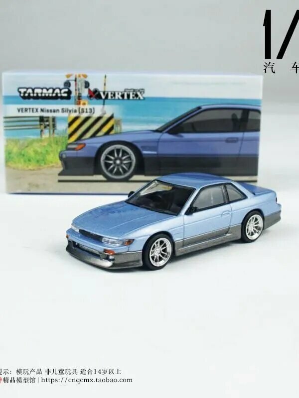 Машинка Tarmac Works TW 1/64 VERTEX Nissan Silvia (S13) Blue / Grey T64G-025-PU Die-cast Alloy Car Model Collection Display Gift