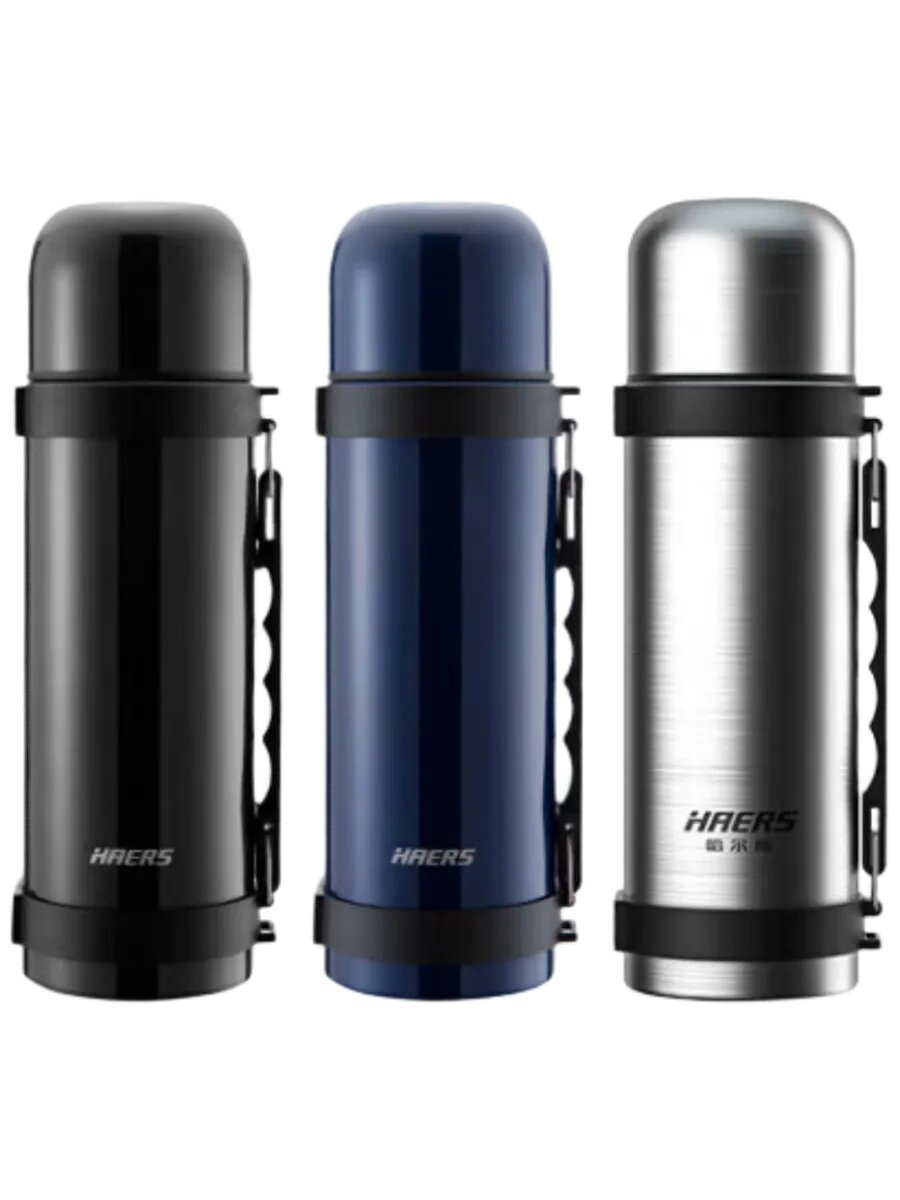 Термос HAERS 1200мл, нерж. сталь 304, вакуум, двойная крышка
