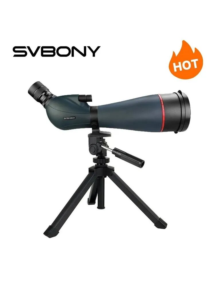 SVBONY SV406 25-75x100 HD Зрительная труба, и Штатив Настольный SV146, двойным фокусом, FMC, для наблюдения за птицами, стрельбы по мишеням, пейзажа