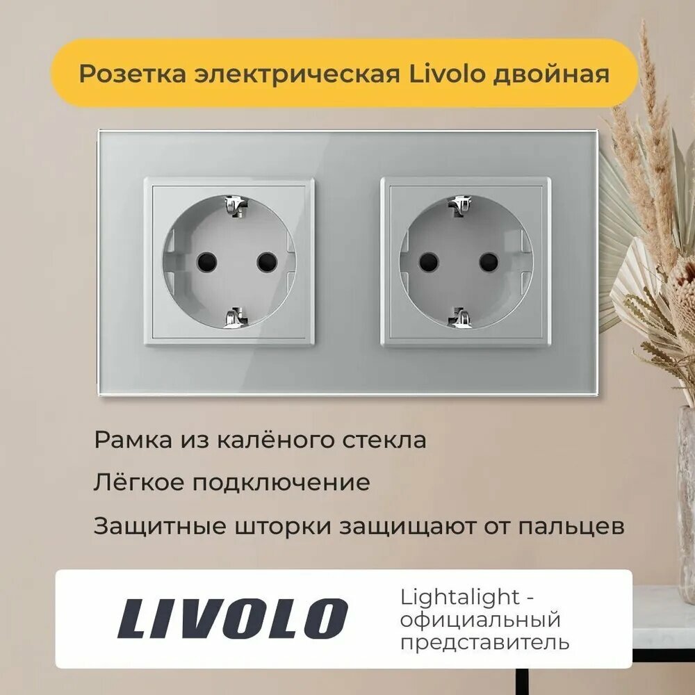 Розетка электрическая Livolo двойная (VL-C2EU-15)