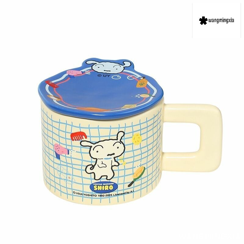 Эксклюзивная керамическая крушка с крышкой по мотивам Crayon Shinchan для кофе и воды выполнена из высококачественного материала