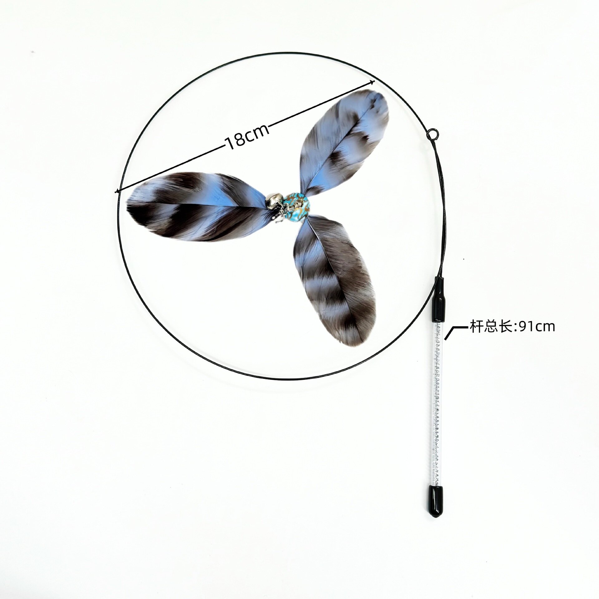 Натуральное перо, длинная стальная проволока, новый вращающийся ветряк, игрушка для кошек, интерактивная палочка с колокольчиком, замена головы, стиль рыбалки
