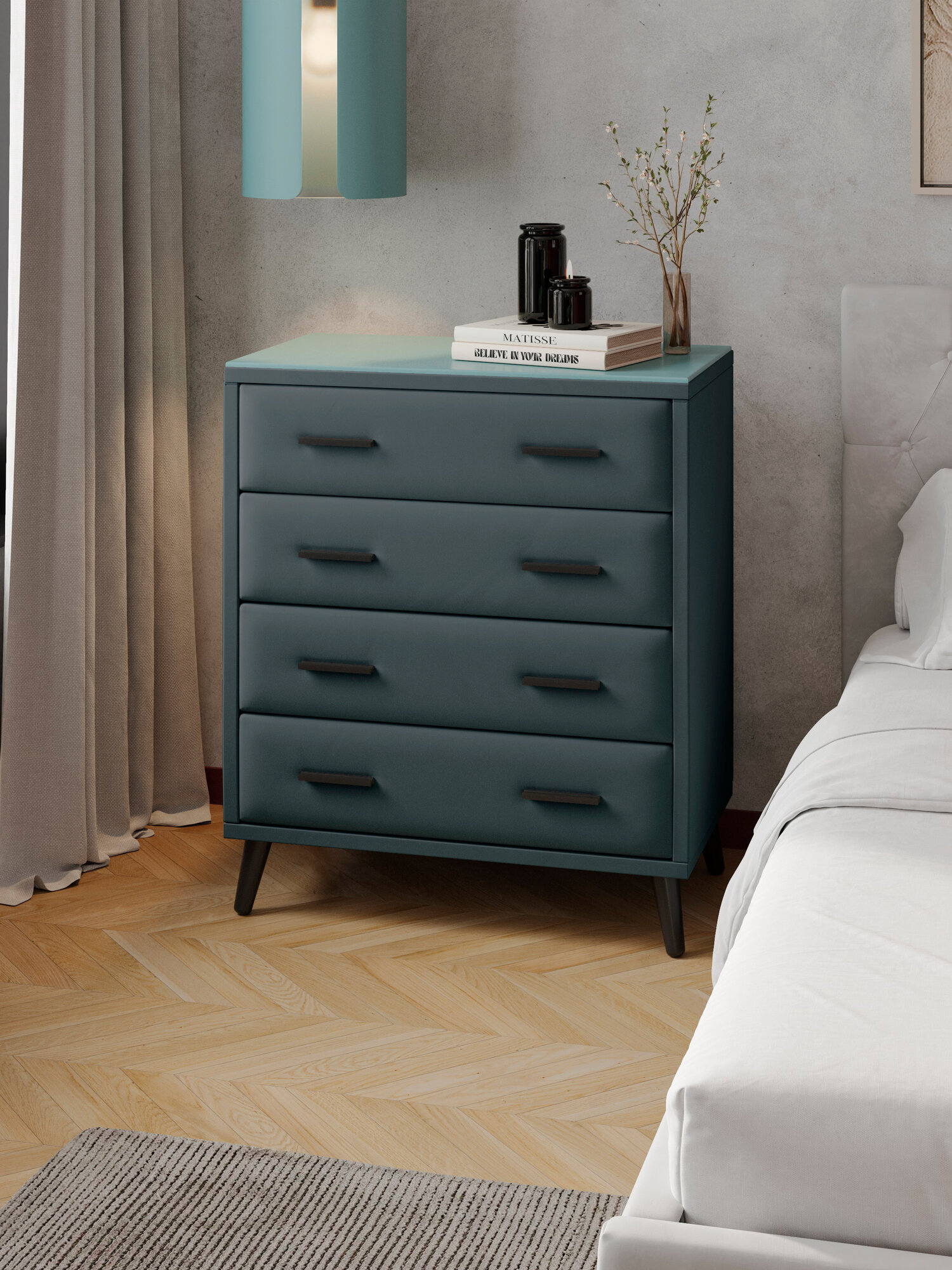 Интерьерный комод Пай от Тэкс 930х800х460 мм велюр серый/мдф бриз