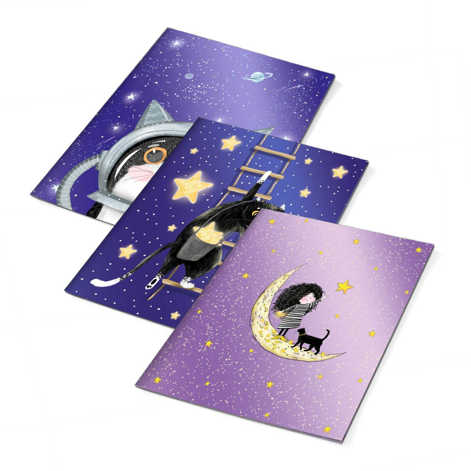 Обложки 03шт д/тетрадей гологр. "Звездное небо" 213*346мм