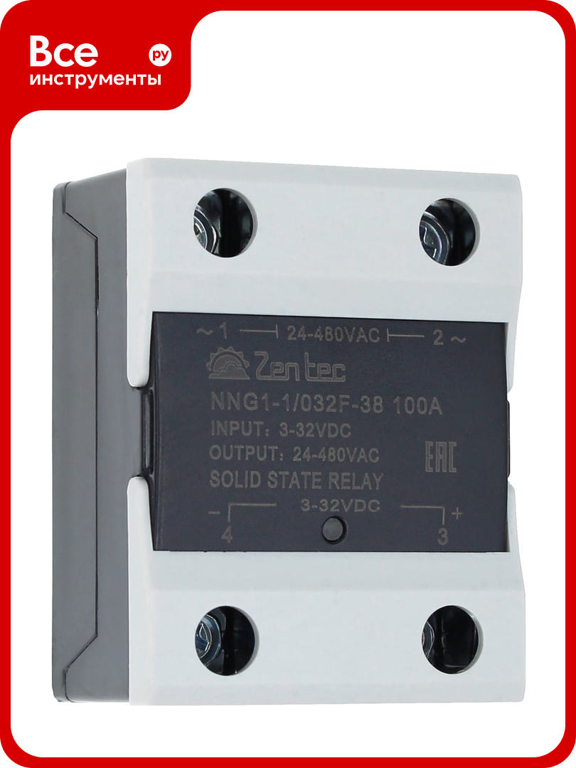 Твердотельное реле Zentec NNG1-1/032F-38 100A 26392, винтовой монтаж, двойное напряжение AC/DC, защита