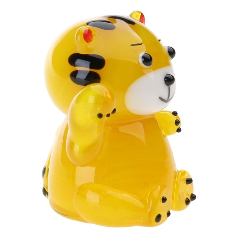 Миниатюрная Стеклянная Фигурка Тигра Счастливое Животное Тигры Милая Мини Статуэтка Украшение для Дома Спальни Офиса Украшение Рабочего Стола Детский Подарок