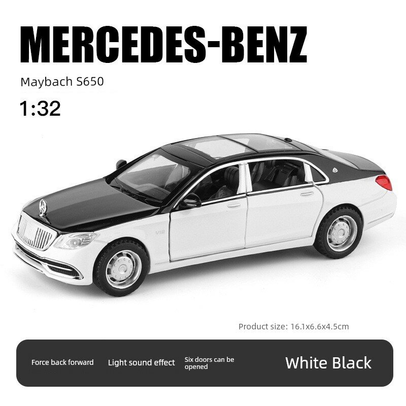 1:32 Мерседес-Майбах S650 Белая и Черная Масштабная Модель Автомобиля Коллекционерам