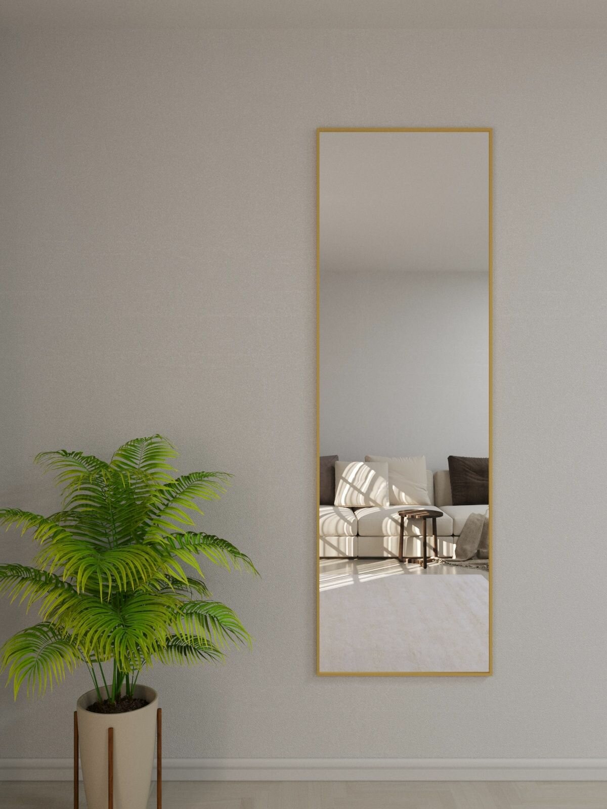 Зеркало настенное 210х70 см. золото в алюминиевой раме интерьерное BLX MIRROR