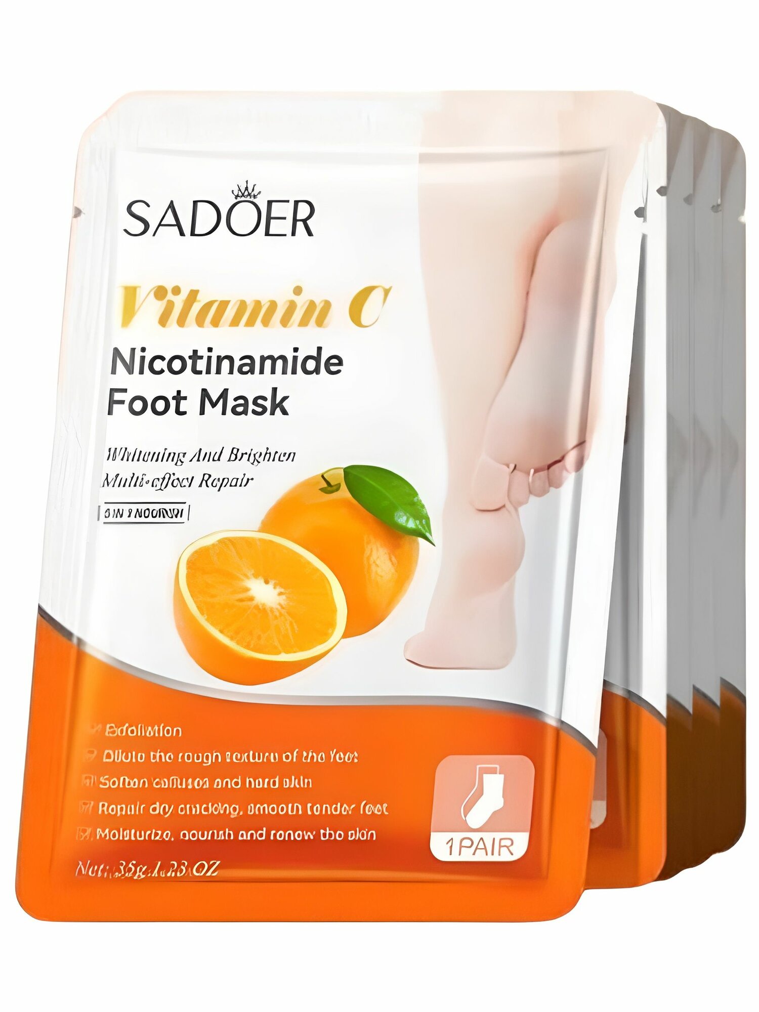 Маска носочки для ног Sadoer Vitamin C Nicotinamide Foot Mask