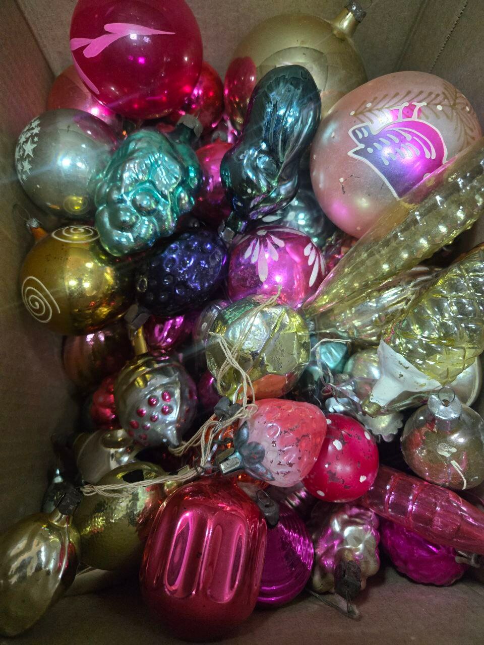 Елочная игрушка Случайная винтажная советская, стекло, СССР