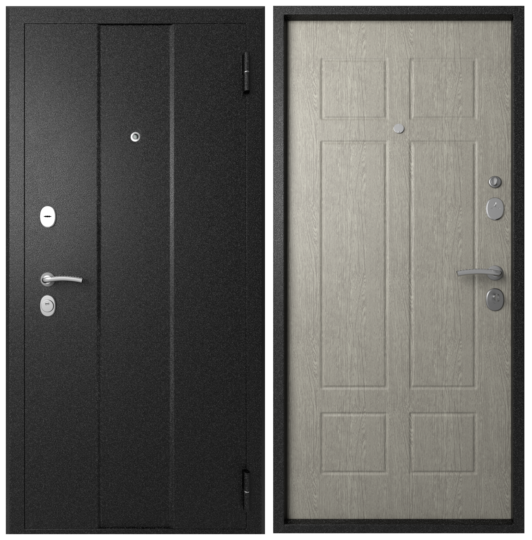 Дверь стальная Эталон М-2 Черный букле-Астана эш уайт 860 левая