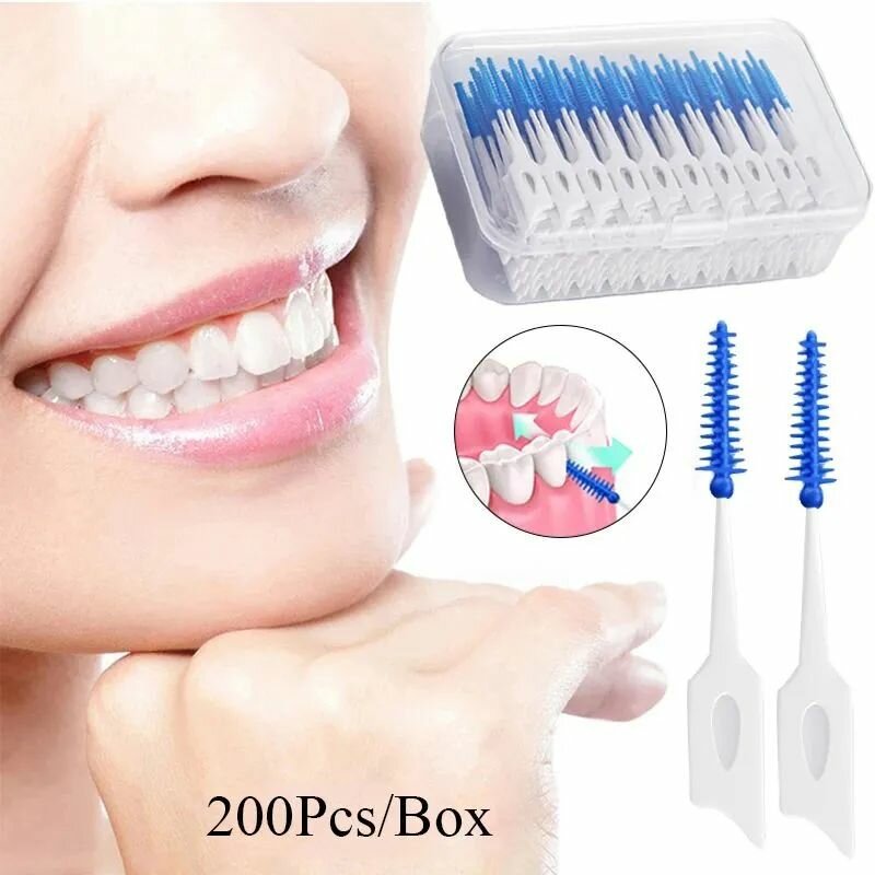200 шт Межзубные щетки, ортодонтический набор для брекетов, Зубные щетки