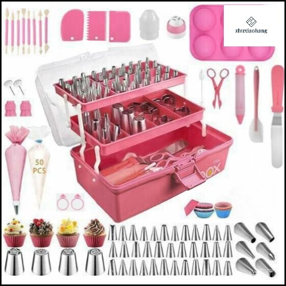 Кондитерский набор для моделирования торта, 236 элементов, ABS пластик, розовый