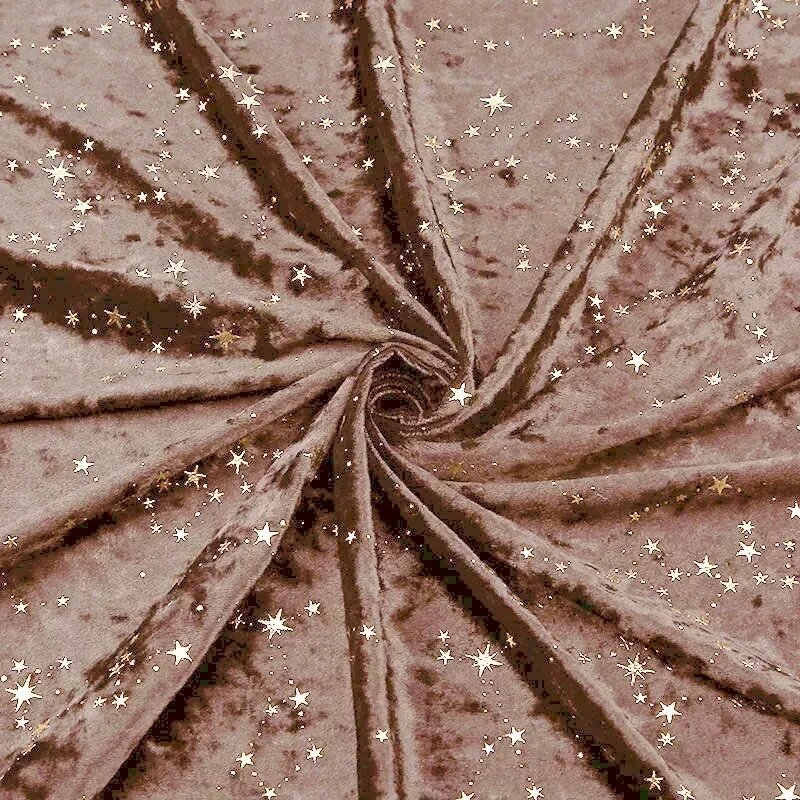 Велюровая ткань бронзовая с звездами, 90x150 см, Coffee