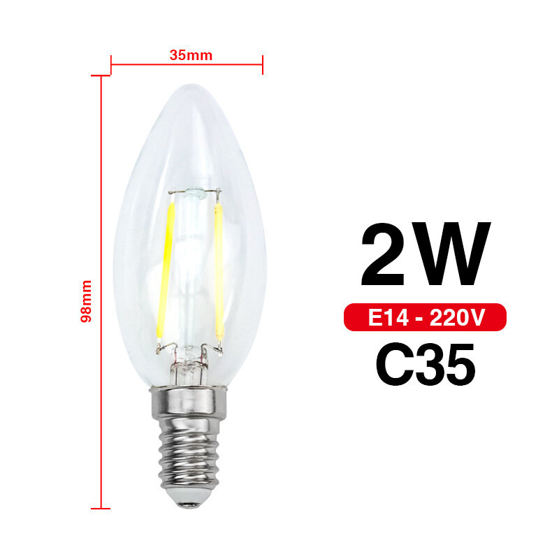 Кросс-бордер Эдисон LED лампа с нитью накаливания энергосберегающая лампа E27 с винтовым основанием прозрачное стекло ретро E14 лампа для освещения гостиной