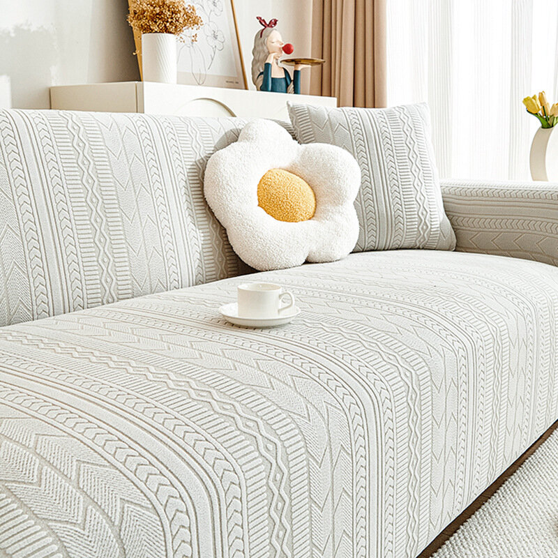 Чехол для дивана в кремовом стиле, полное покрытие, универсальный чехол, новый, для всех сезонов, устойчивый к царапинам кошек, эластичный, утолщенный чехол для дивана