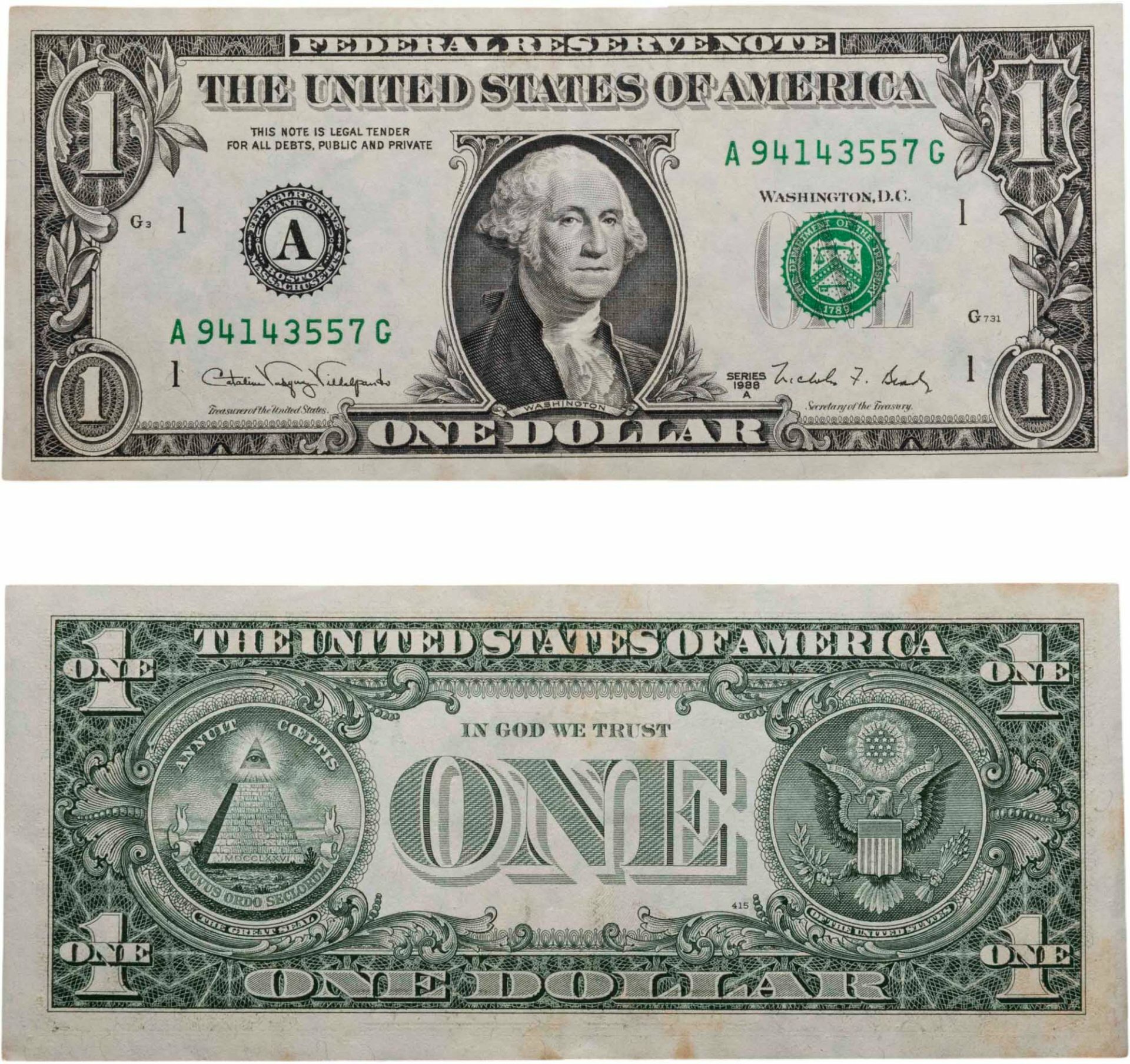 США 1 доллар 1988A Pick 480b A-Бостон