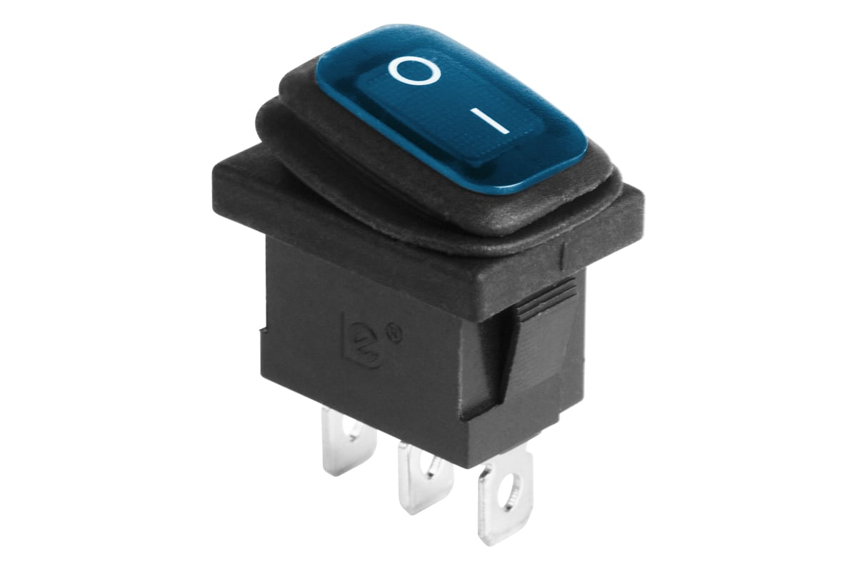 Выключатель клавишный Rexant Mini ON-OFF синий с подсветкой (250В 6А (3с)) влагозащита {36-2176}