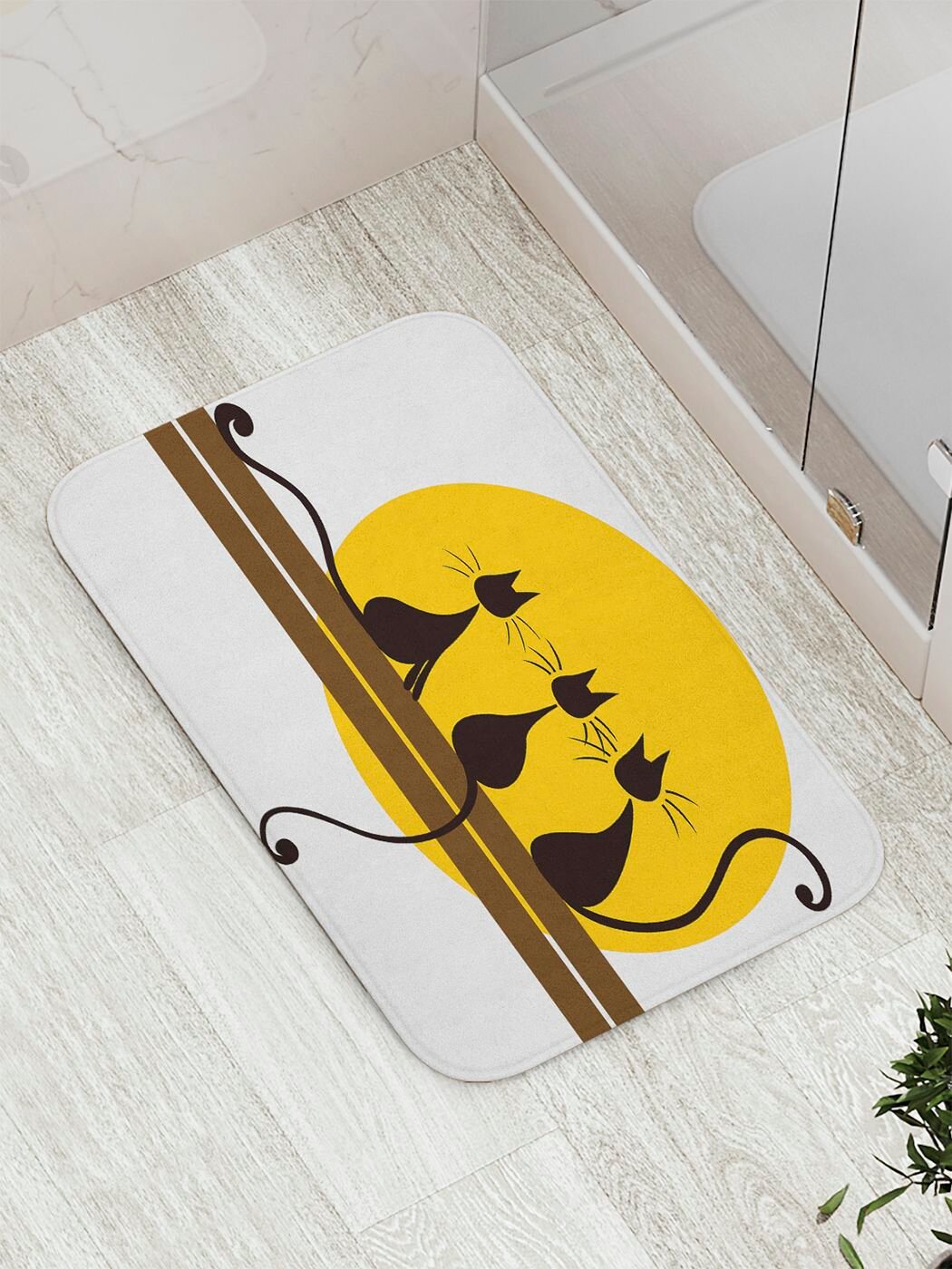 Коврик для ванной комнаты, туалета "Кошачье трио" противоскользящий, 52х77 см, JoyArty