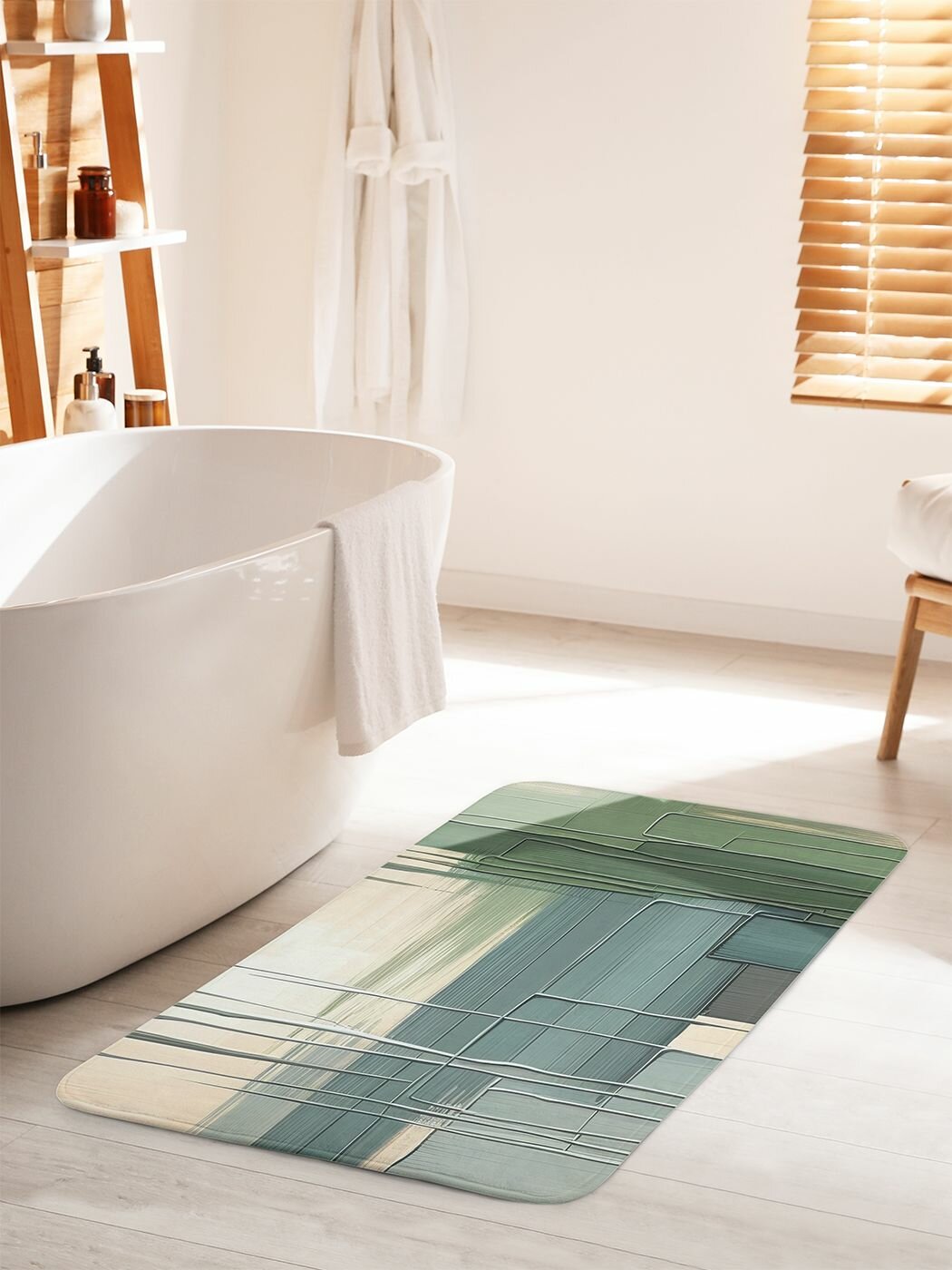 Коврик для ванной комнаты и туалета противоскользящий "Мазки красками" 60х100 см, JoyArty