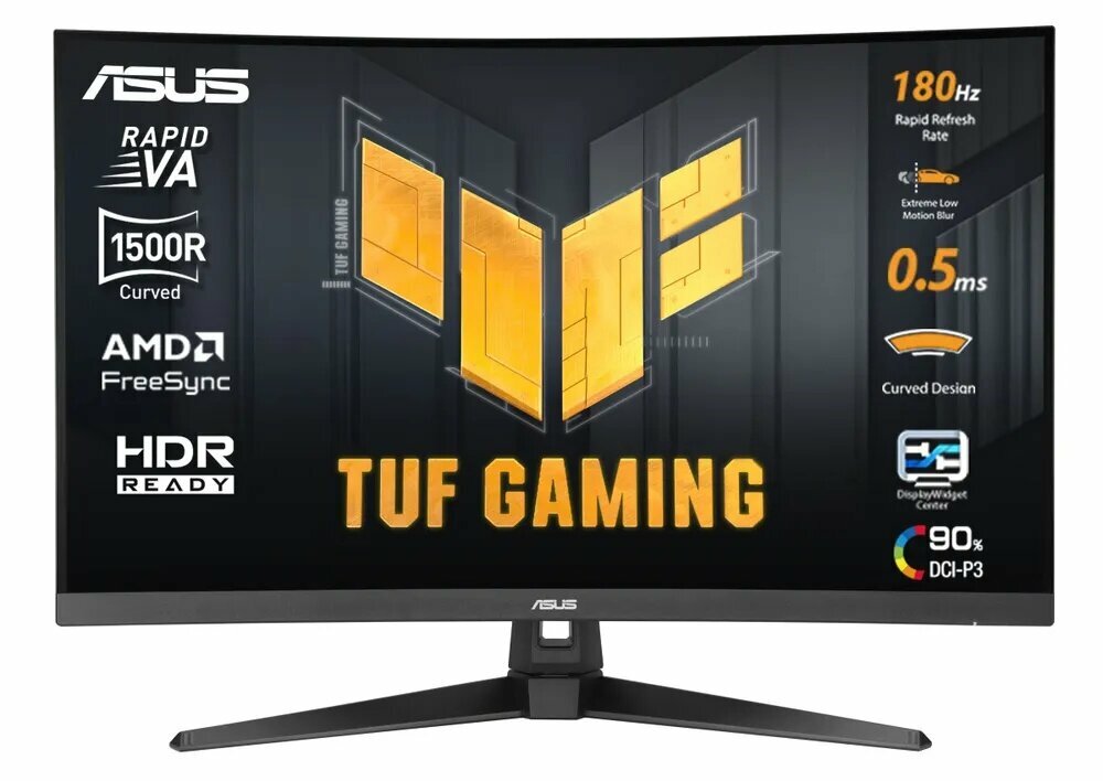 ASUS 31.5" Монитор TUF GAMING VG32WQ3B/Встроенный динамик/2K/Fast VA/180Hz/0.5ms/HDR, черный, серебристый