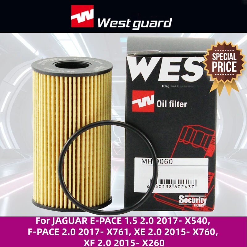 Масляный фильтр WESTGUARD MH9060 для Jaguar E-Pace, F-Pace, XE, XF, Land Rover Defender, Discovery Sport, Range Rover Evoque, Velar 2.0L