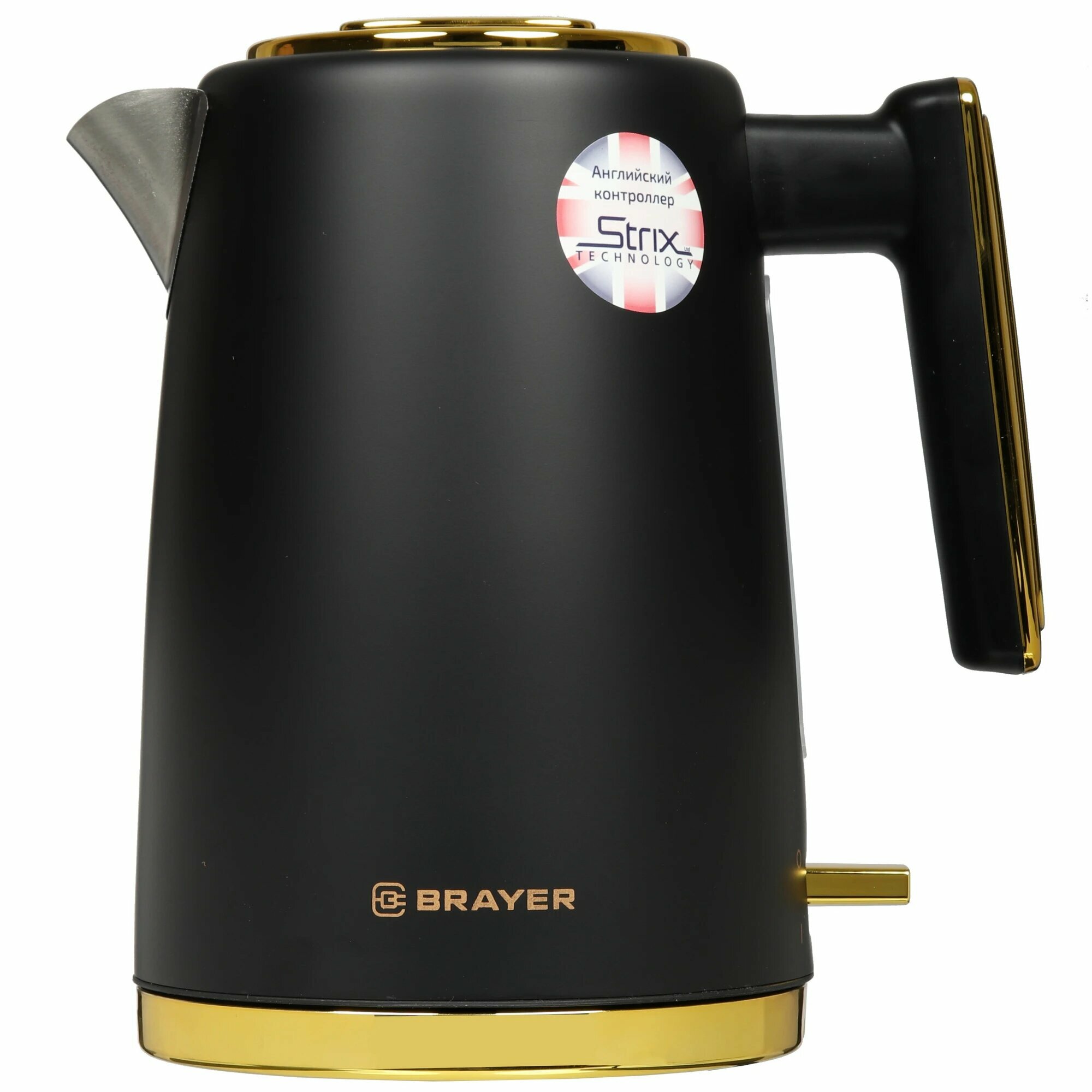 Электрочайник BRAYER BR1017 черный [1.7 л, 2200 Вт, скрытый нагревательный элемент, фильтр, материал