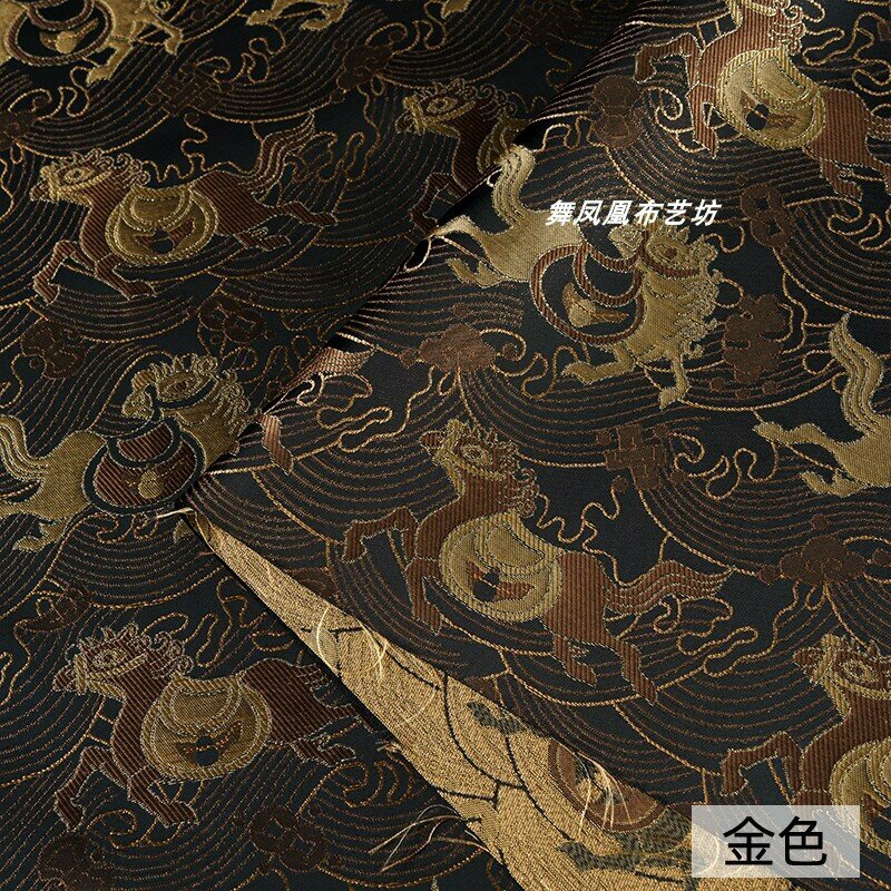 【Быстро обогатите себя】Светло-розовая парчовая ткань с золотым тиснением в стиле старых денег, золотая нить, новый китайский стиль, национальная ткань