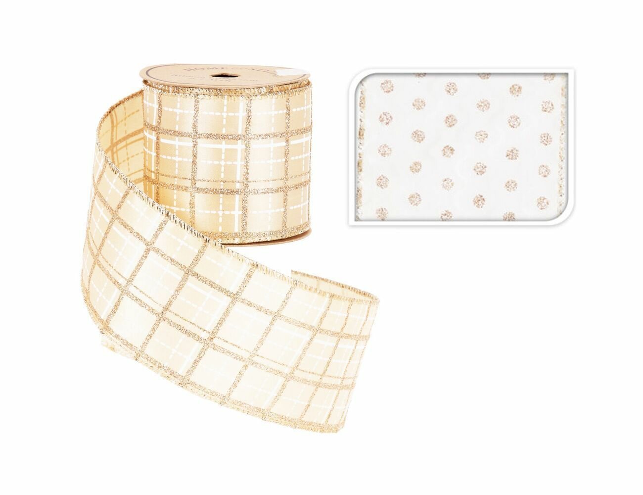 Декоративная лента аэрьен голд: горошек, текстиль, 270х6 см, Koopman International 747000020-1