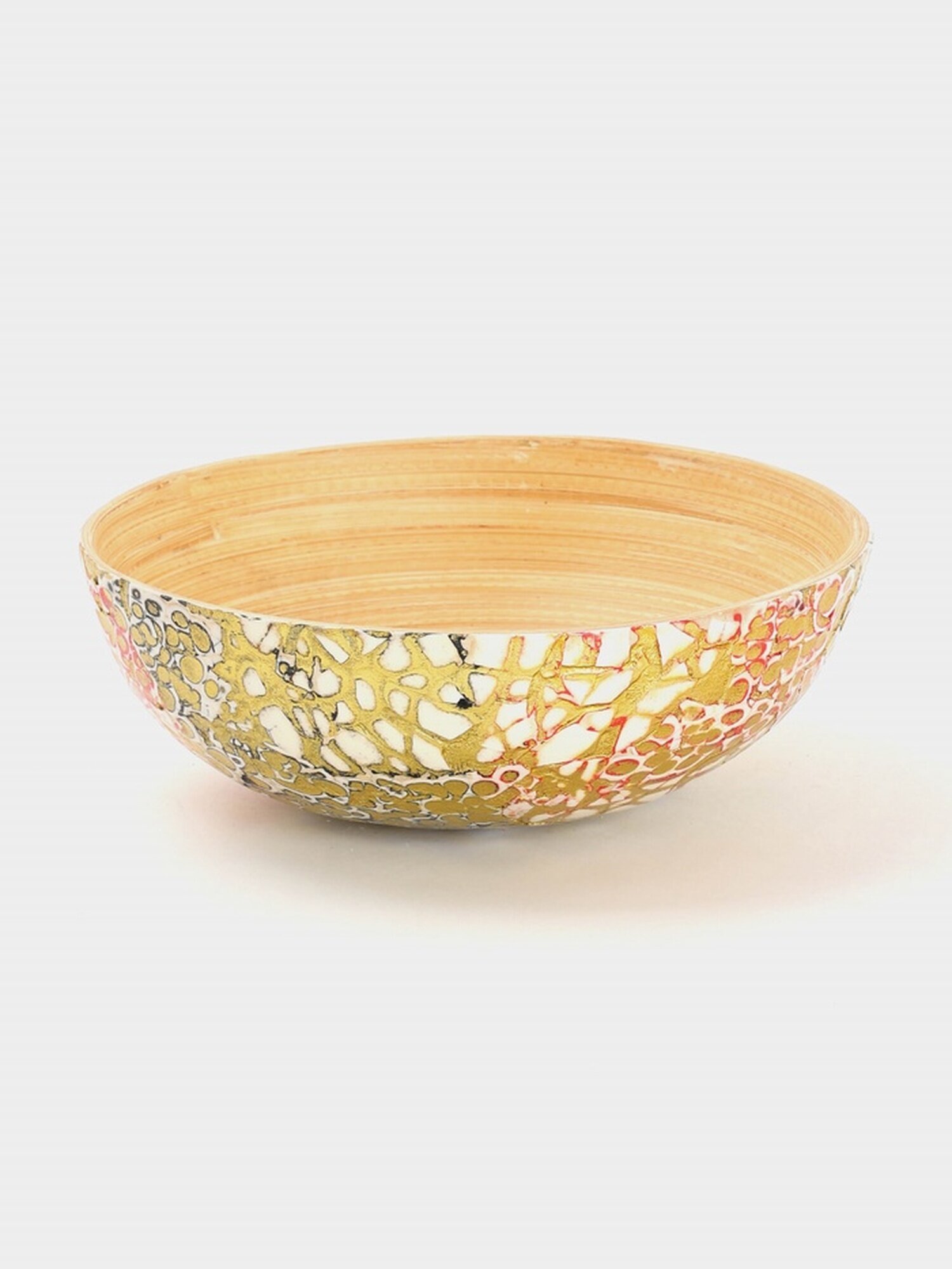 Миска сервировочная с узором, 15×15×6 см, бамбук, цвет бежевый