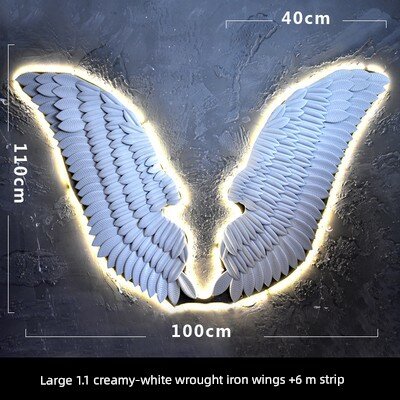 Настенный декор в индустриальном стиле лофт: ретро-крылья из железа для офиса, бара, модный фон для стены Белые большие