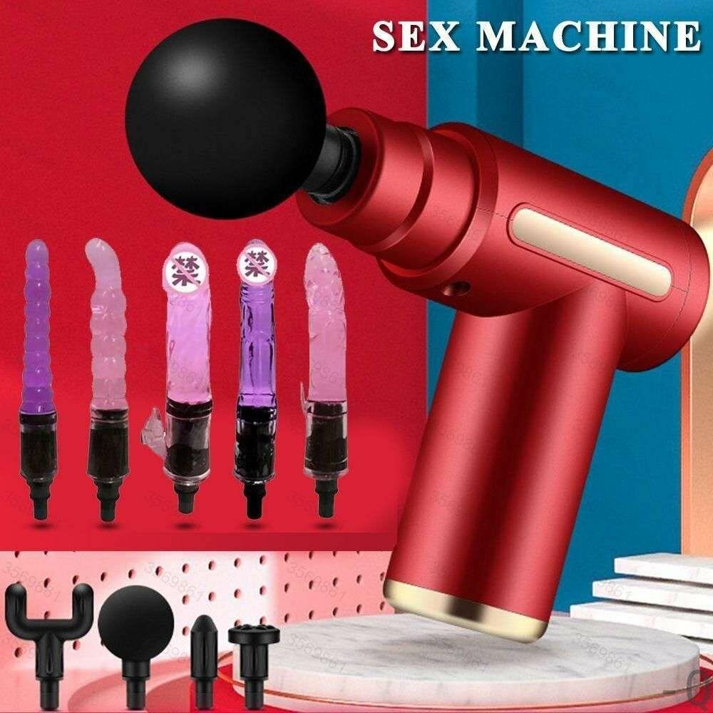 Массажер и секс-машина 2 в 1 с насадкой фаллоимитатором 5 шт, Товары для взрослых пар телескопическая реалистичная секс игрушка для интимных игр мужчин и женщин.