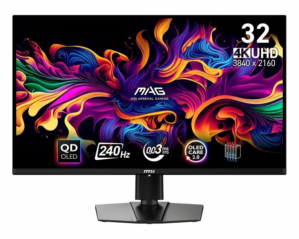MSI 31.5" Монитор MAG 321UP QD OLED X24 Монитор, 4K 240Hz/QD-OLED/0.03msGTG/HDR True Black 500/10bits/Type-C 15W PD/Игровой монитор, черный матовый