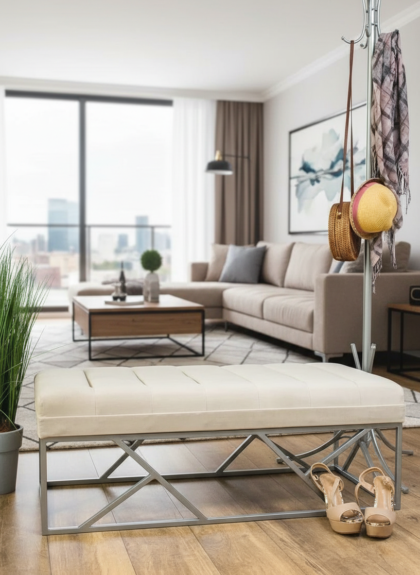 Скамейка в коридор, прихожую, банкетка в спальню, обувница в тамбур, мягкая прочная стильная современная